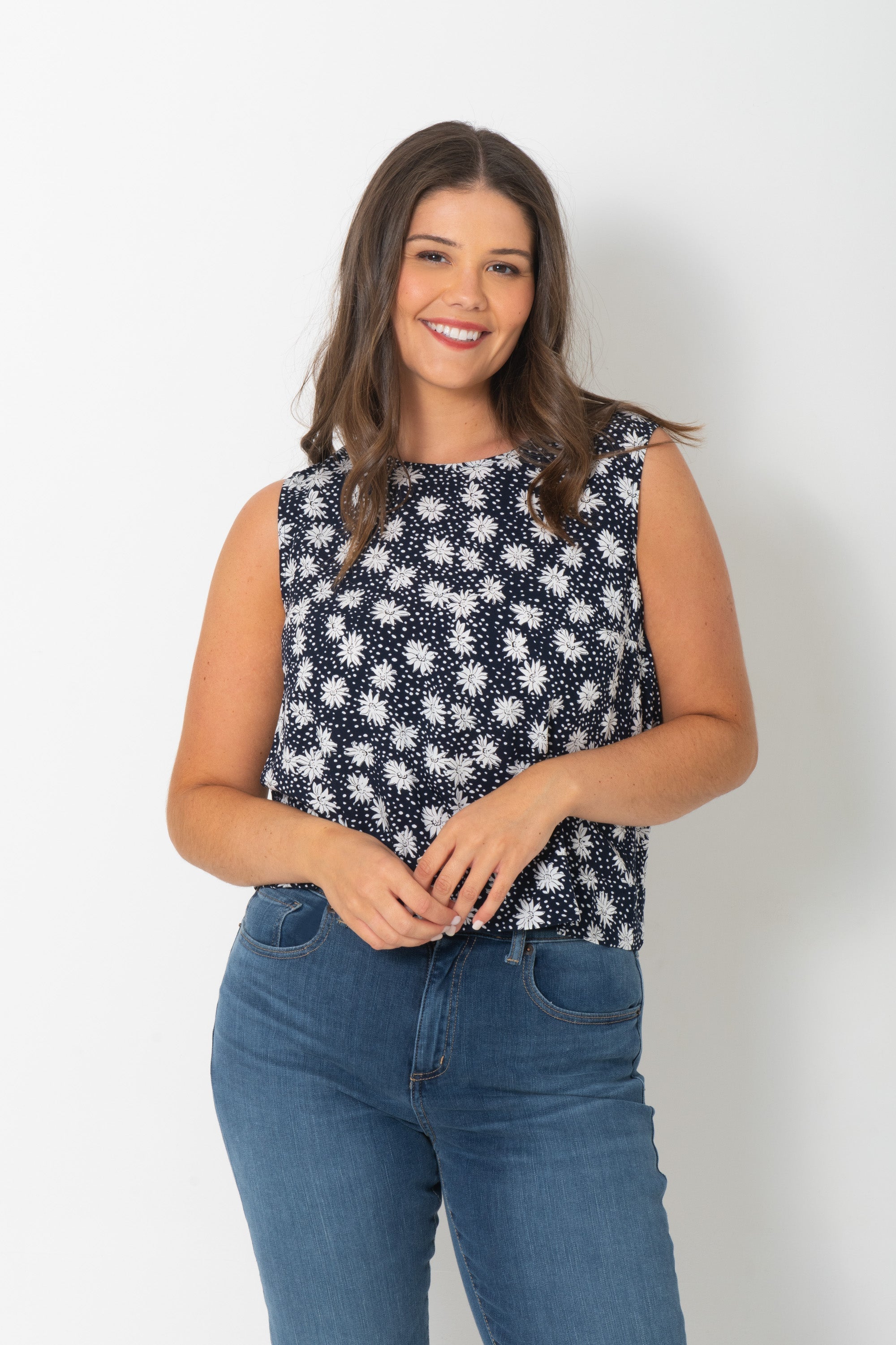 Cami imprimé - Fleurs marine – Cherry Bobin