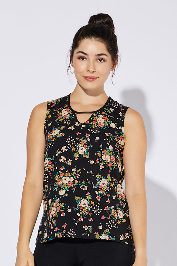 Cami Vé / Floral Black – Cherry Bobin